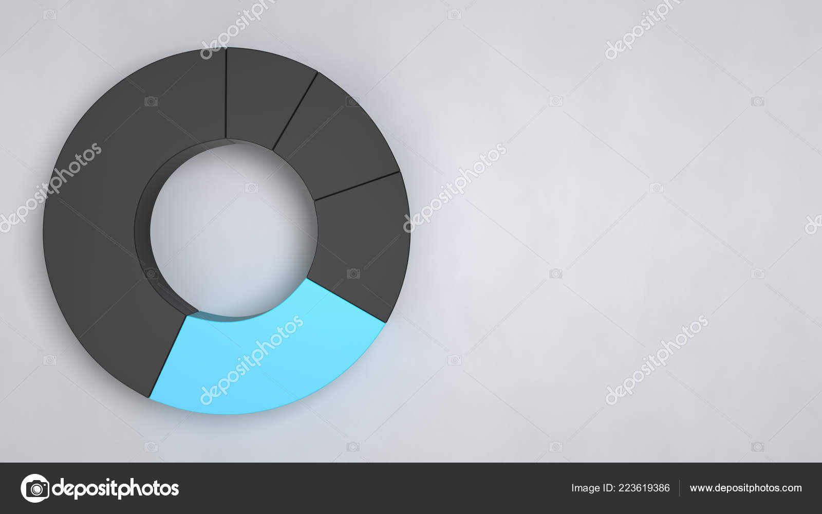 Black Ring Pie Chart One Blue Sector White Background Infographic Stock ...