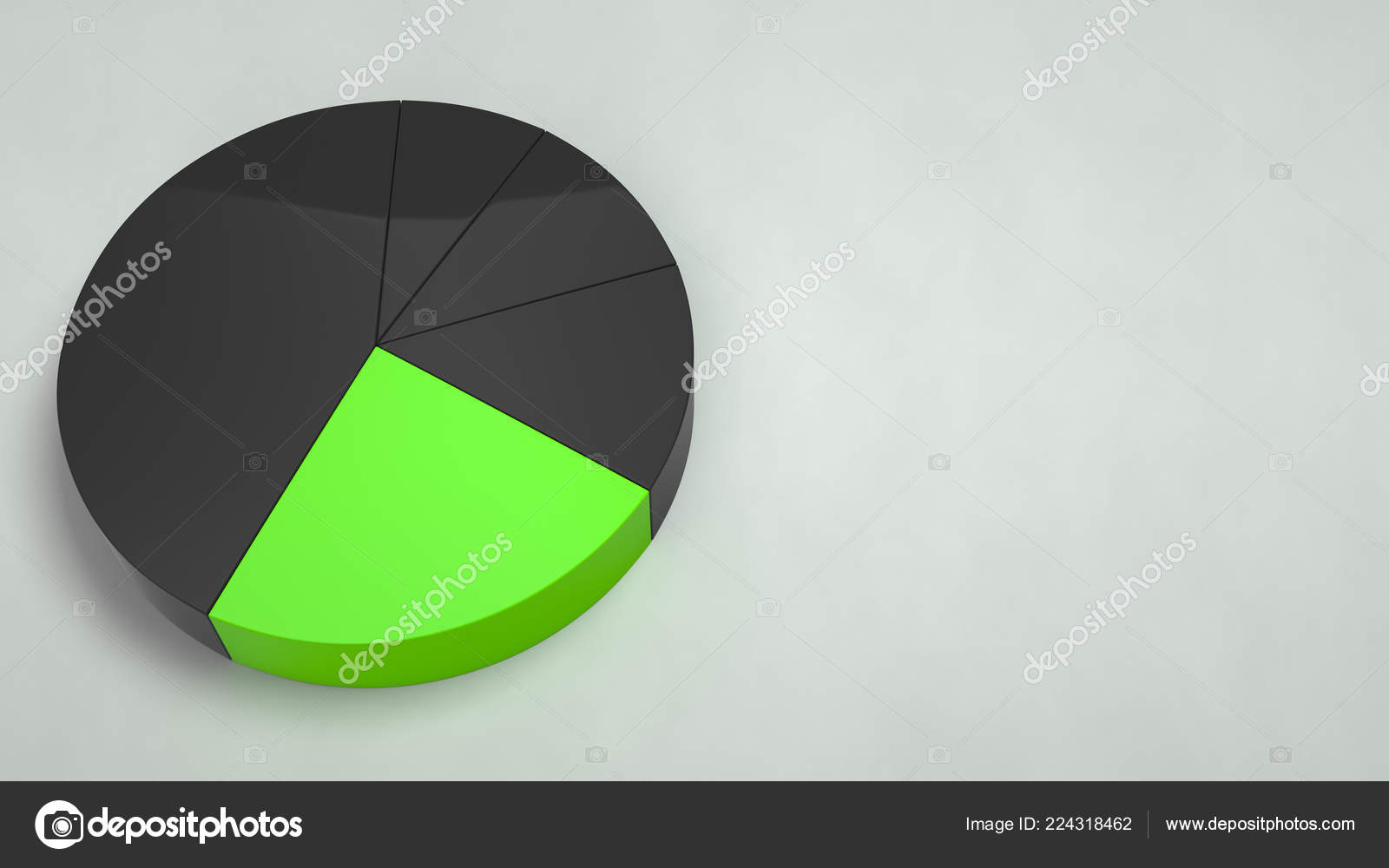 Black Pie Chart One Green Sector White Background Infographic Mockup ...
