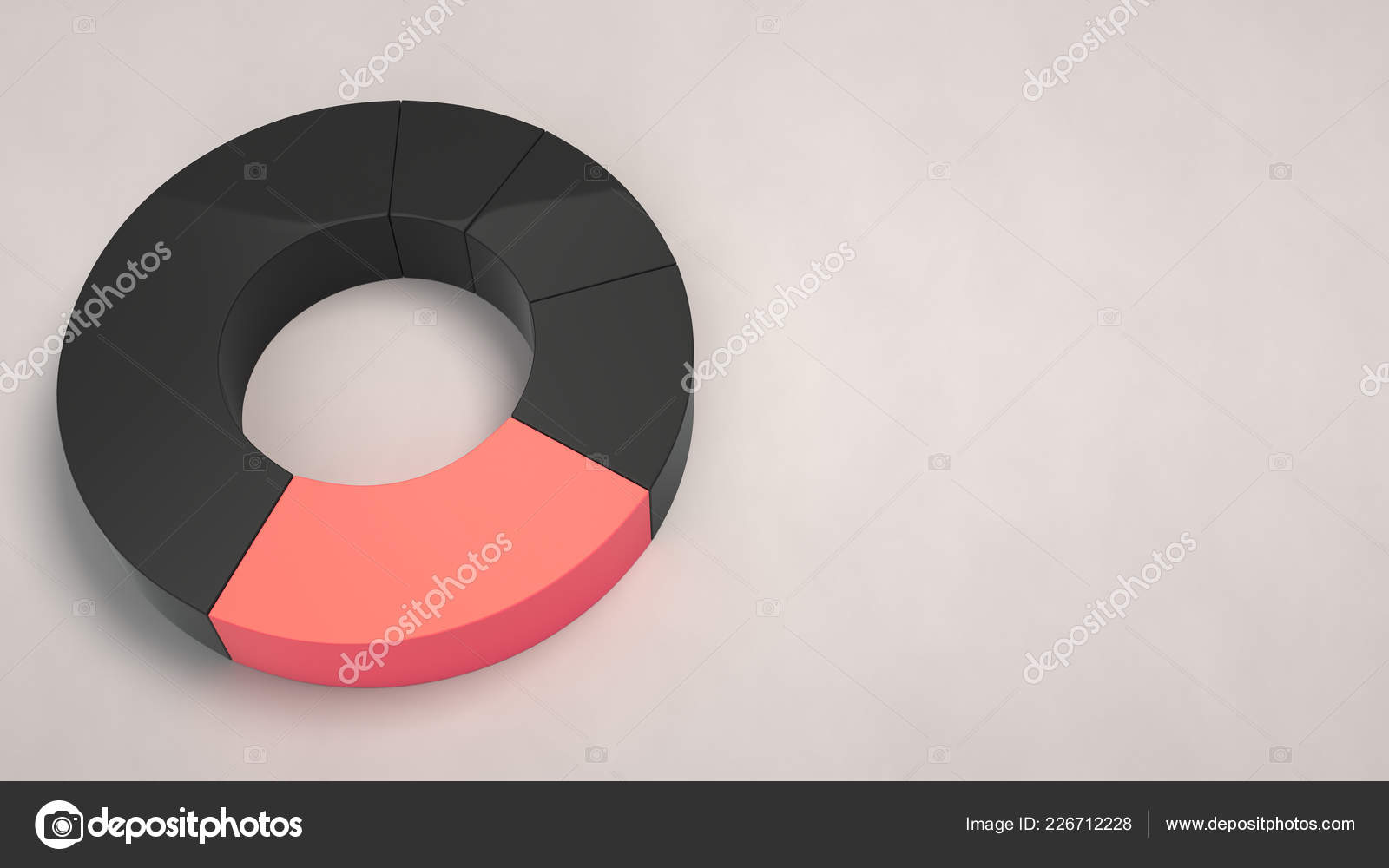 Black Ring Pie Chart One Red Sector White Background Infographic ...