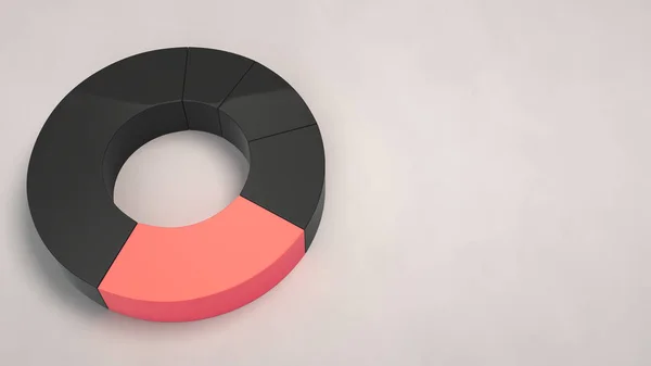 White Ring Pie Chart One Red Sector Black Background Infographic Stock ...