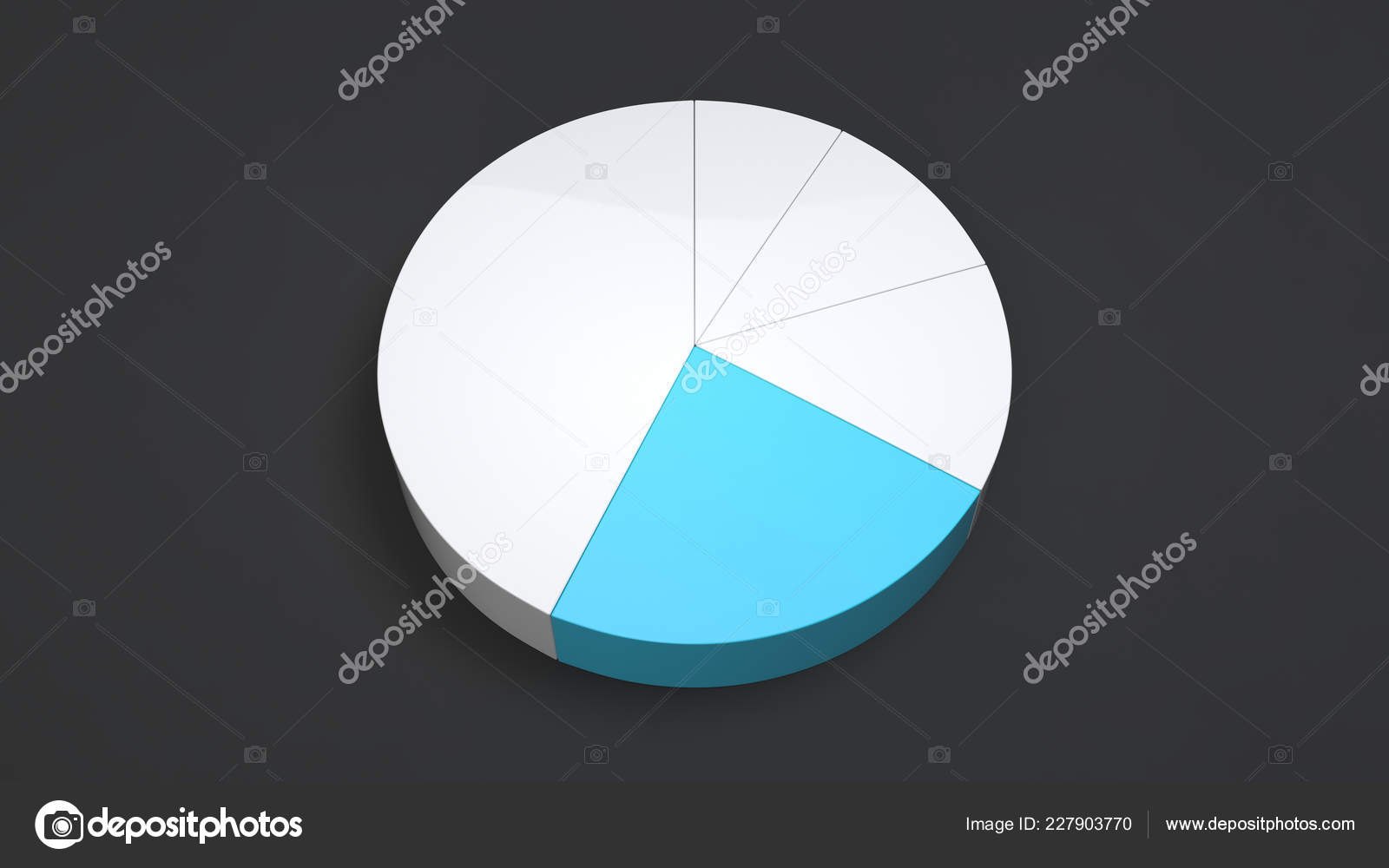 White Pie Chart One Blue Sector Black Background Infographic Mockup ...