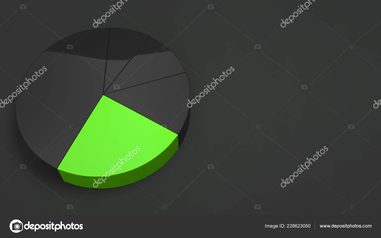 Black Pie Chart One Green Sector Black Background Infographic Mockup ...