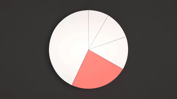 White Ring Pie Chart One Red Sector Black Background Infographic Stock ...