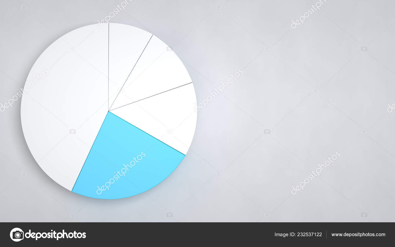 White Pie Chart One Blue Sector White Background Infographic Mockup ...