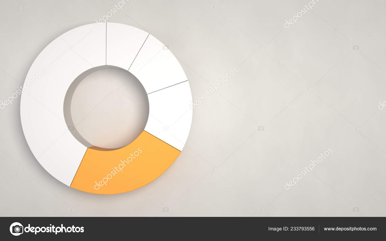 White Ring Pie Chart One Orange Sector White Background Infographic ...