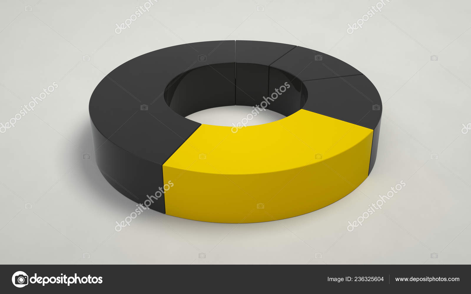 Black Ring Pie Chart One Yellow Sector White Background Infographic ...