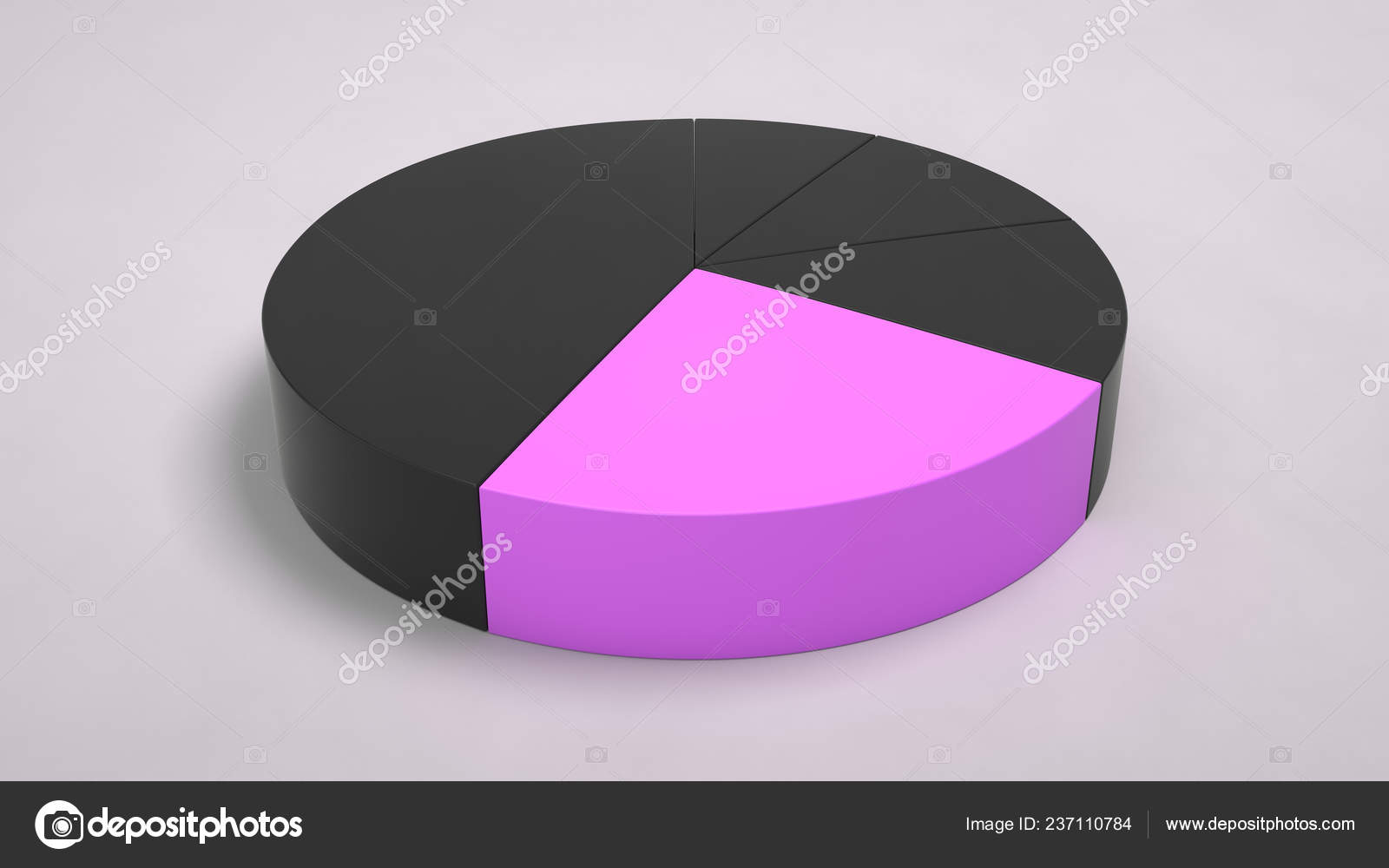 Black Pie Chart One Purple Sector White Background Infographic Mockup ...