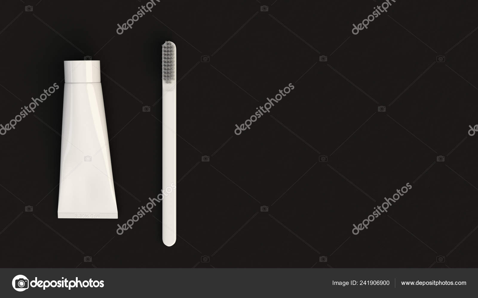 Blank White Tube Toothpaste Toothbrush Black Background Branding ...