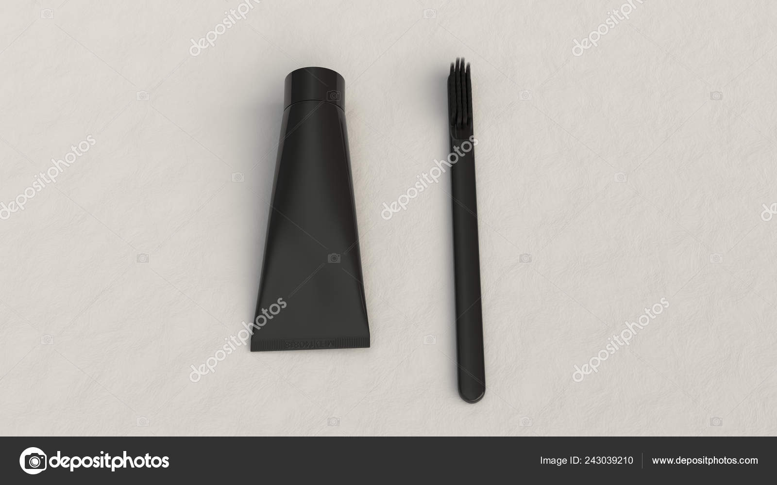 Blank Black Tube Toothpaste Toothbrush White Background Branding ...