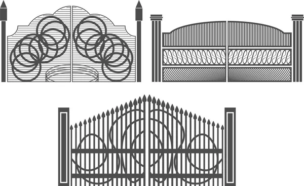 Forged gates and fences set. Linear design. Vector outline illustration ...