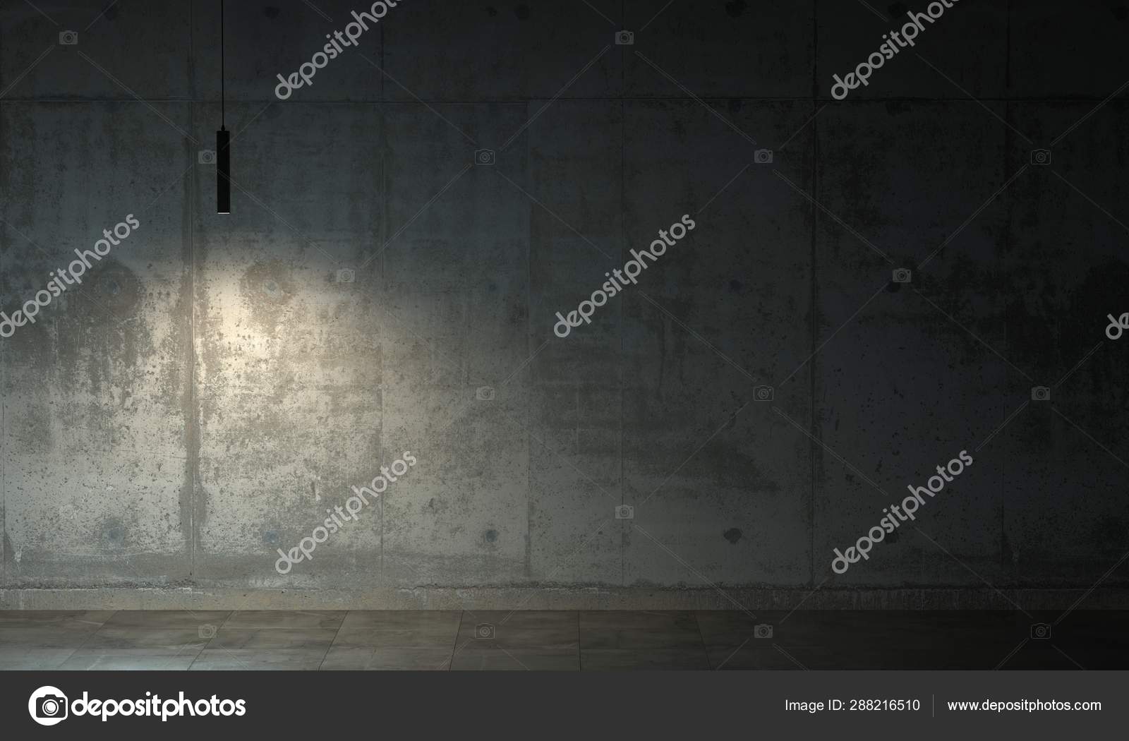 Dark Room Twilight One Spotlight Front Concrete Wall Gloomy Interior ...