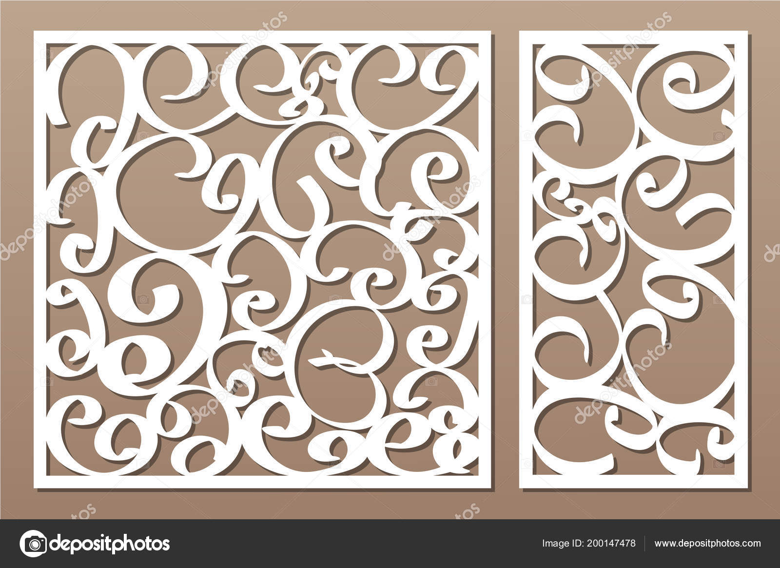 Template for cutting. Abstract line pattern. Laser cut. Set ratio 1:2 ...
