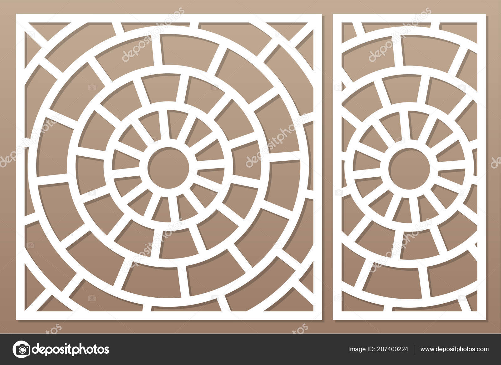 Decorative card set for cutting laser or plotter. Linear circular ...