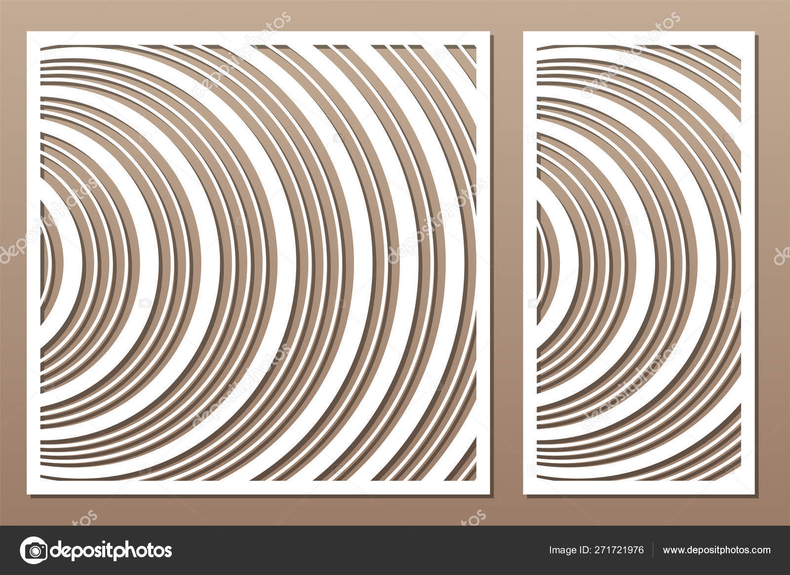 Laser cut panel. Set decorative card for cutting. Geometric Wave ...