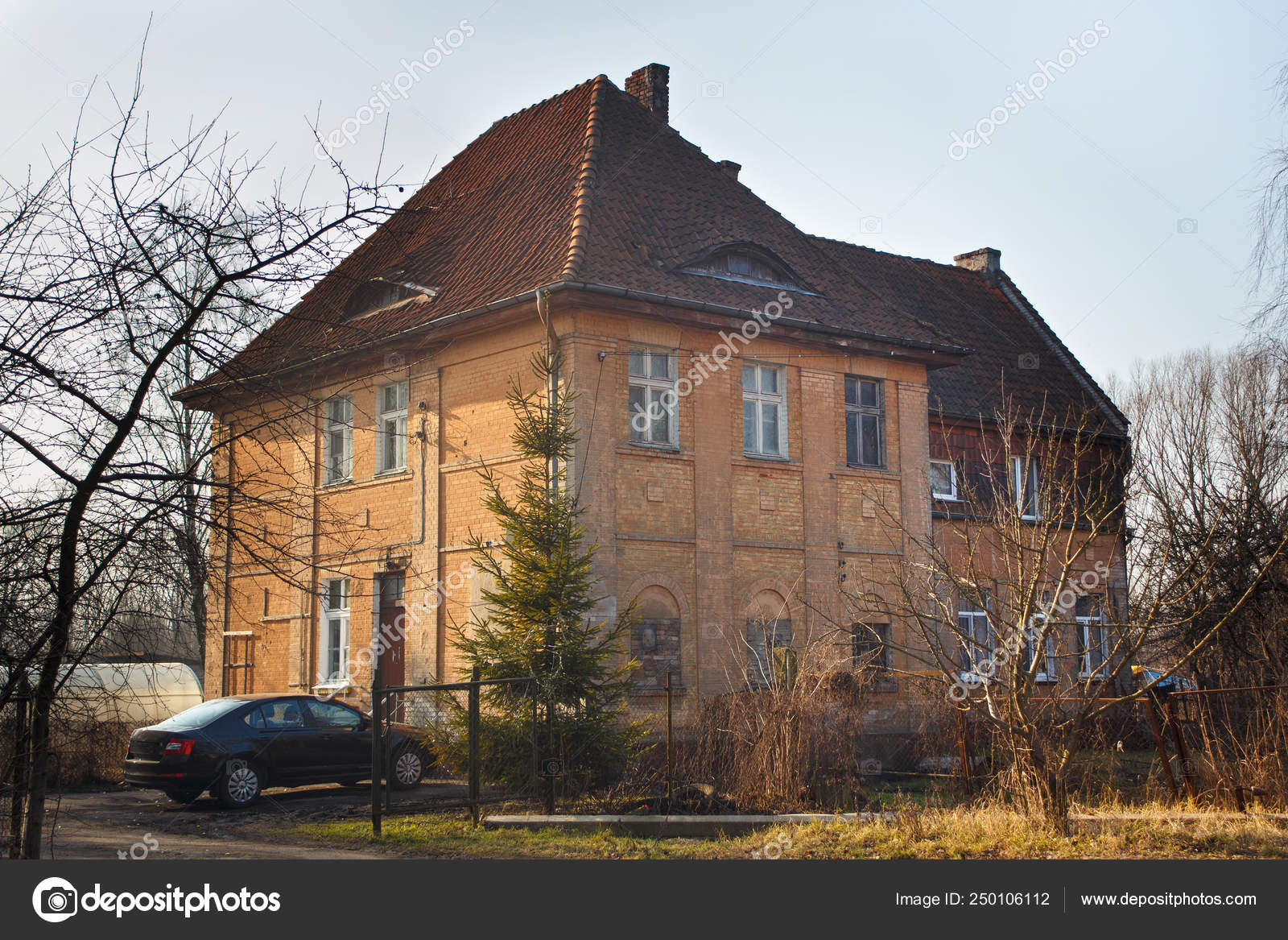 Old pre-war historical building of German construction in Kaliningrad ...