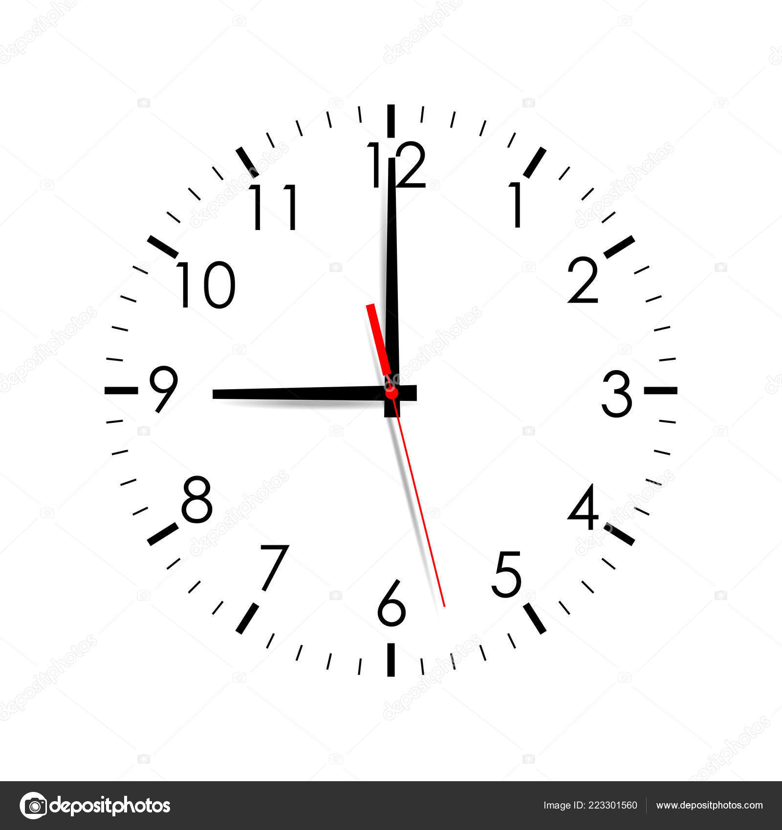 Relógio cara mock up isolado no fundo branco. 9 horas. — Vetor de Stock ...