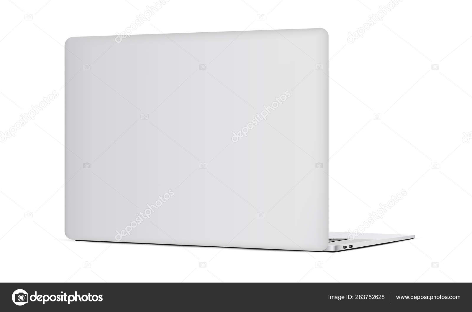 Laptop Backside Mockup Isolated White Background Vector Illustration ...
