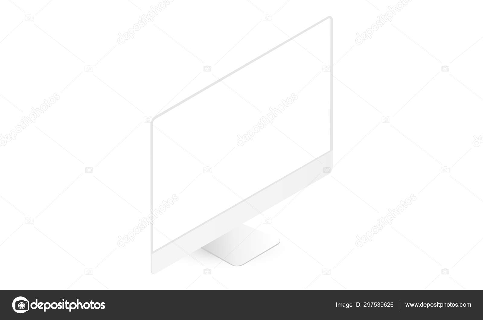 Clay Computer Monitor Isometric Mockup Isolated White Background Vector Illustration Stock ...