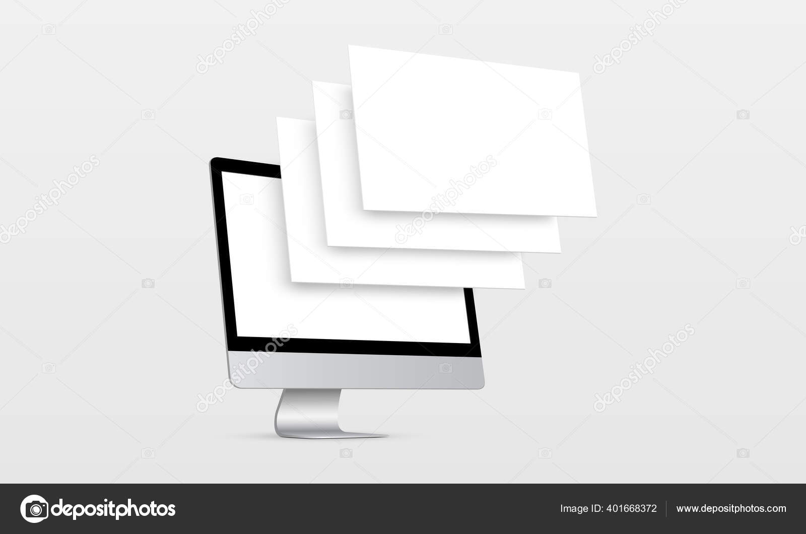 Modern Computer Monitor Mockup Blank Wireframing Pages Concept ...