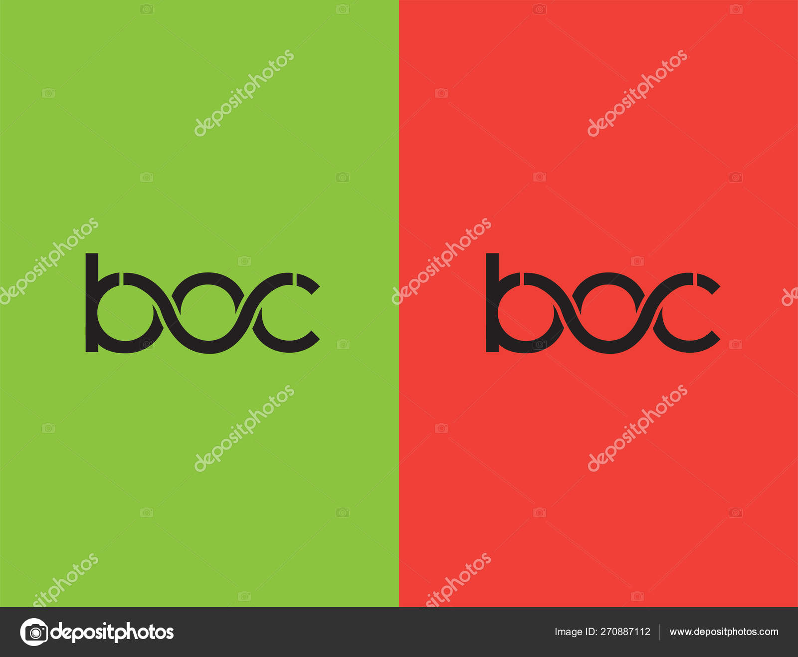 Boc Joint Letters Logo Design Color Background Business Card Vector ...