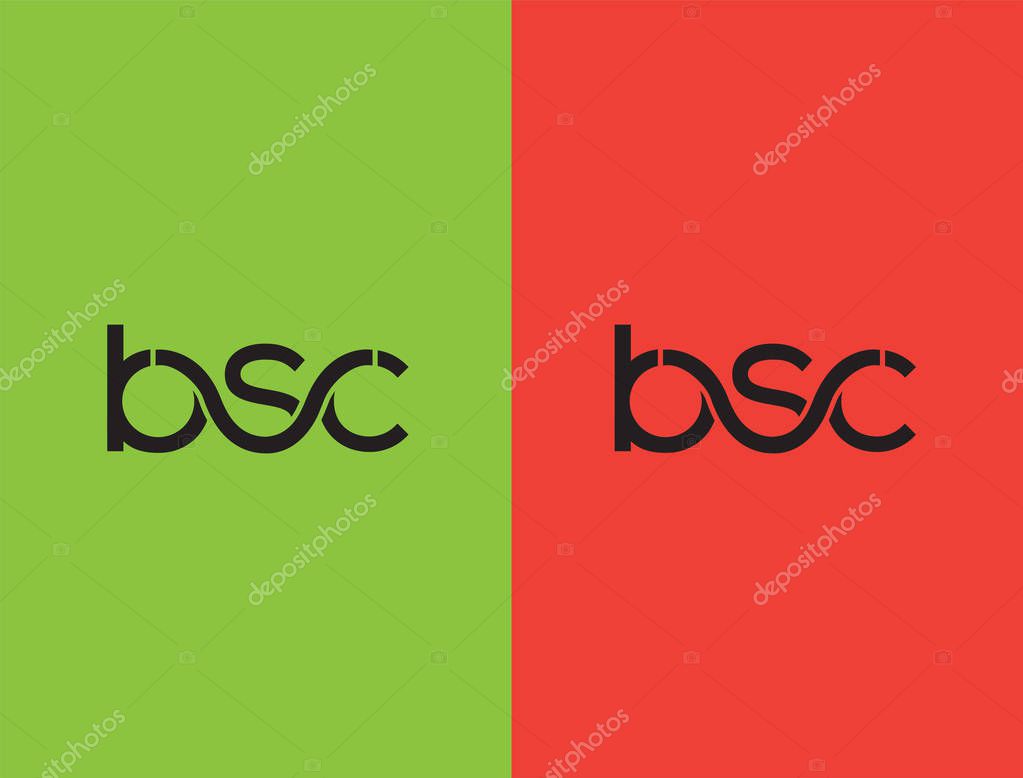 Diseño del logotipo de letras conjuntas BSC sobre fondo de color para ...
