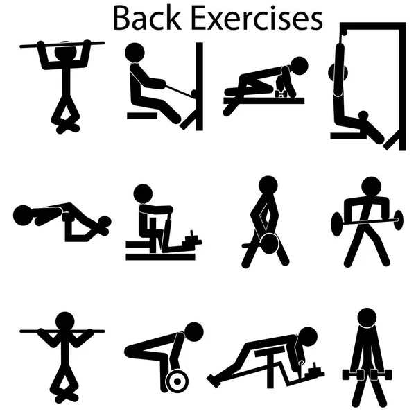 Back Building Exercises Muscle Building Stick Figure Pictograms ...
