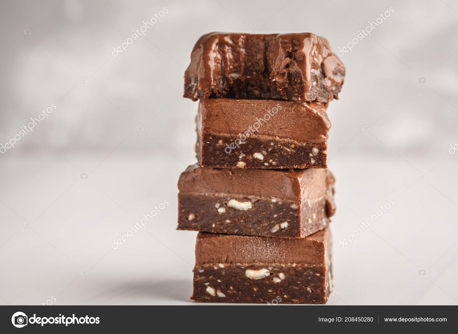 Stack Chocolate Fudge Bars White Background Clean Eating Concept Raw ...