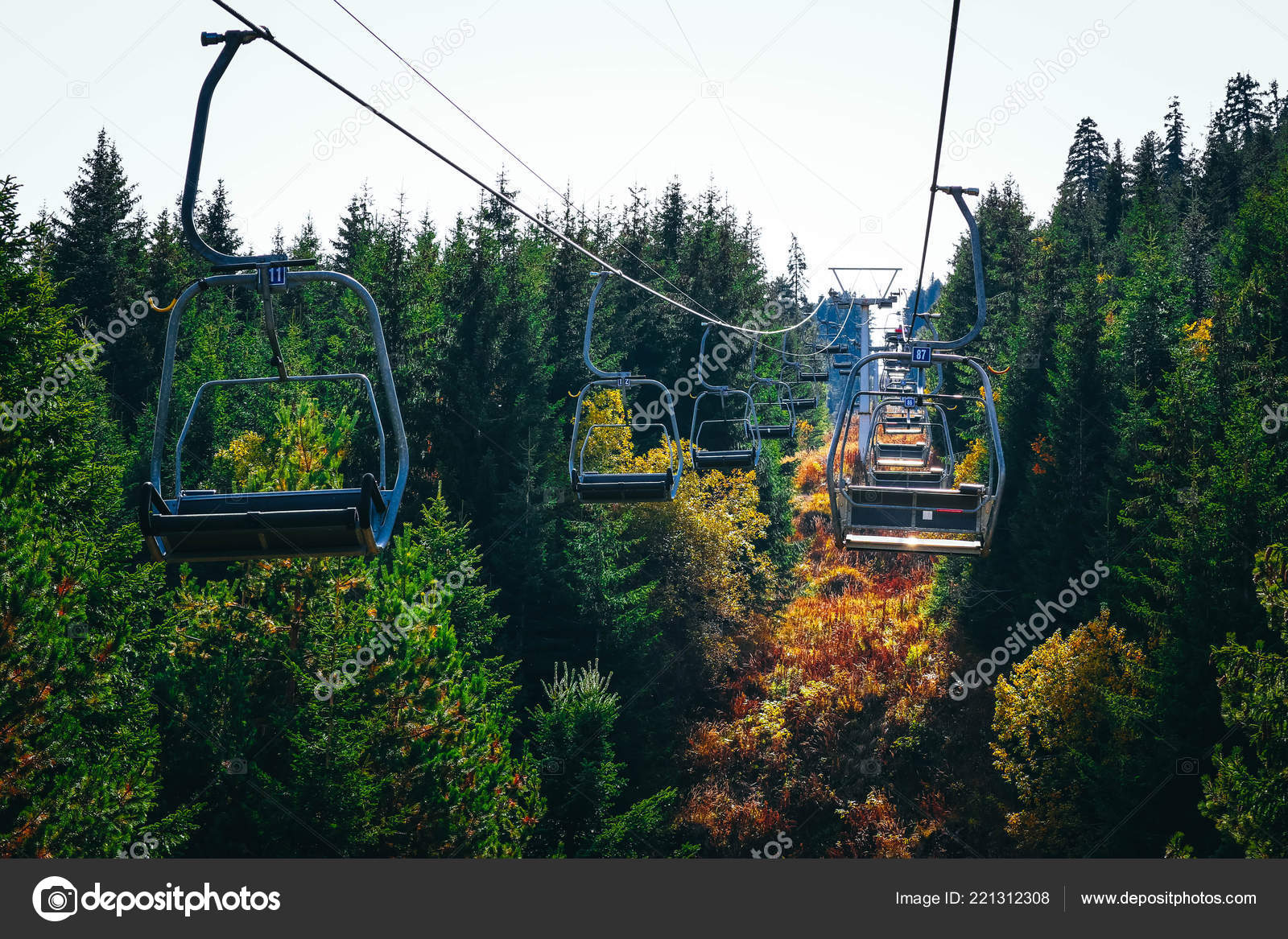 Gondola Rope Way Mountains Alpine Cable Lift Seats — Stock Photo ...