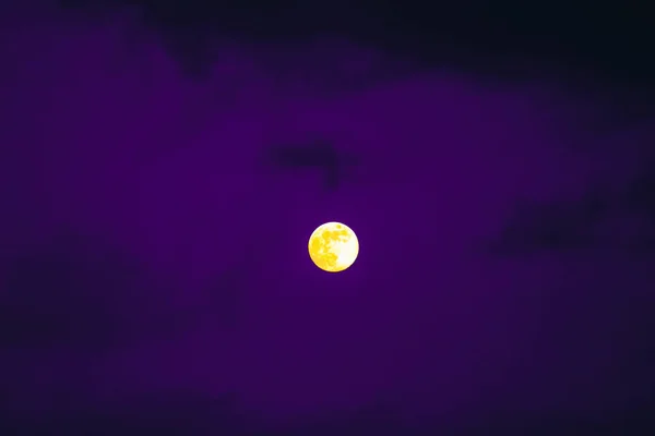 Scary Yellow Fool Moon Dark Sky Clouds Mystical Night Background Stock ...