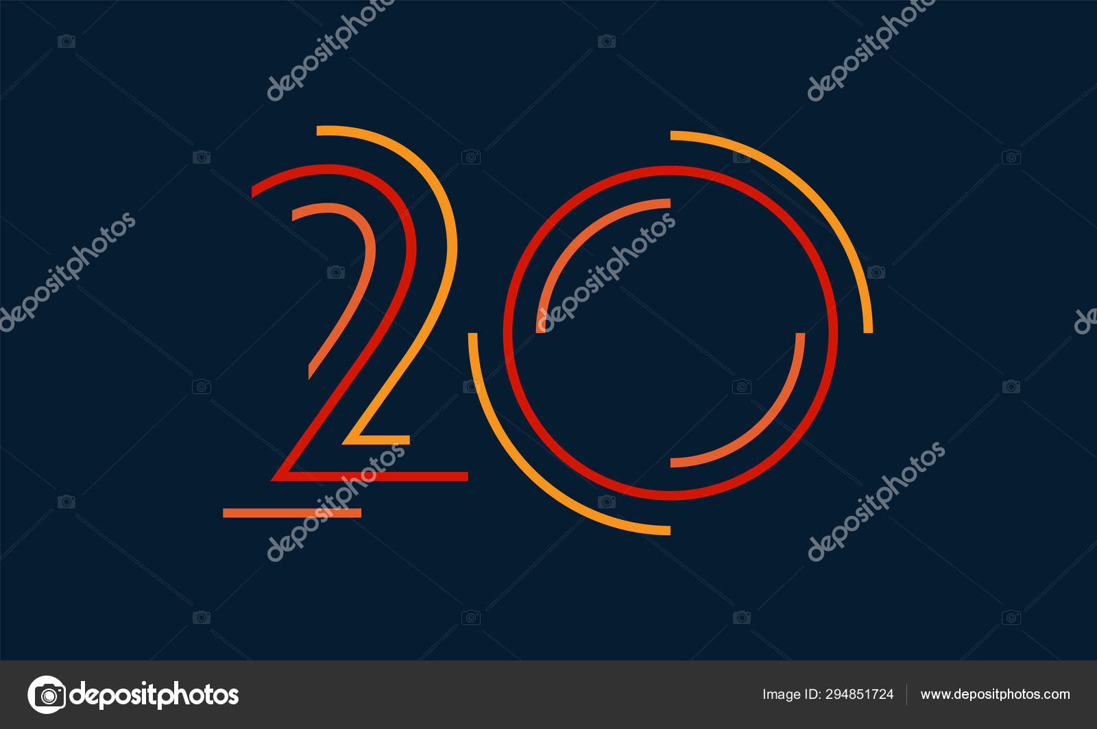 Number Twenty Vector Font Alphabet Modern Dynamic Flat Design Brilliant ...