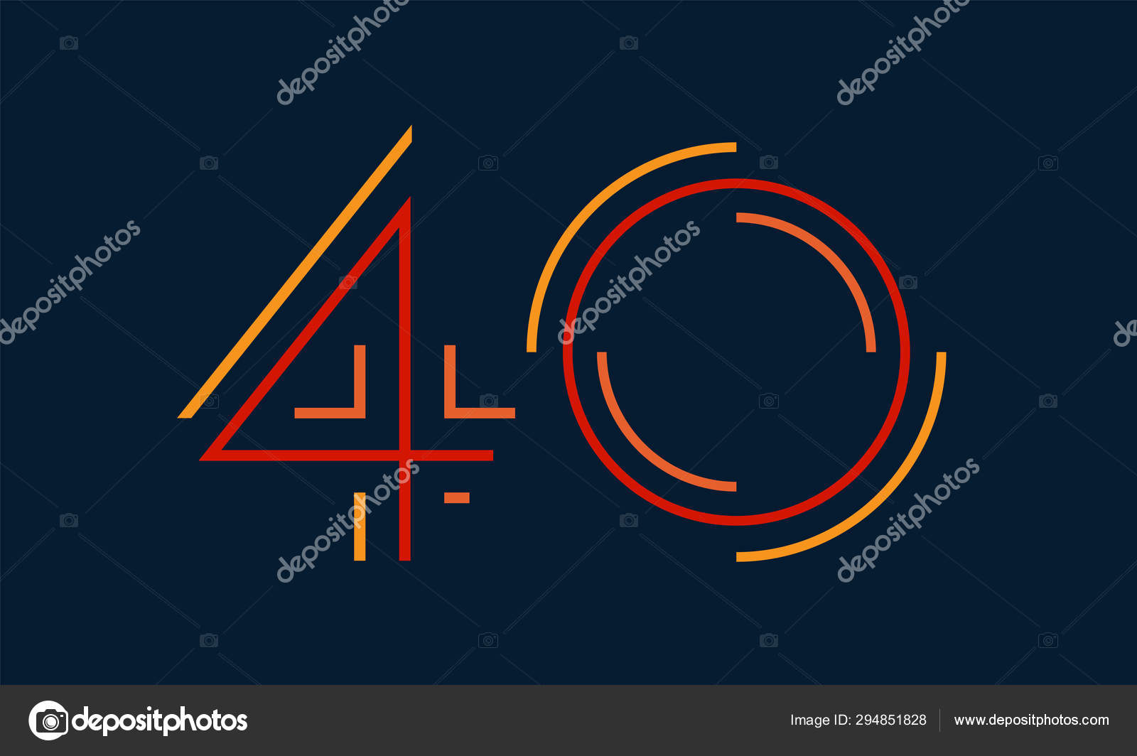 Number Forty Vector Font Alphabet Modern Dynamic Flat Design Brilliant ...