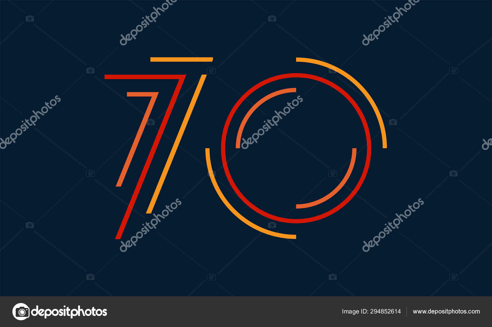 Number Seventy Vector Font Alphabet Modern Dynamic Flat Design ...