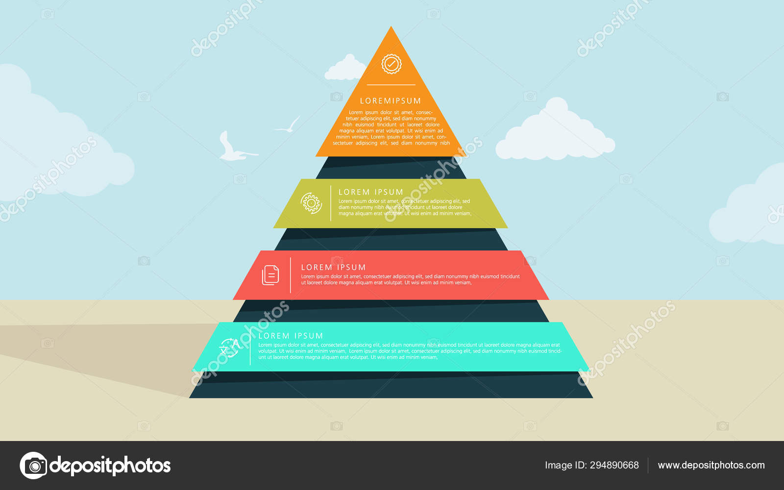 Pyramid Infographic Triangle Chart Steps Options Parts Processes ...
