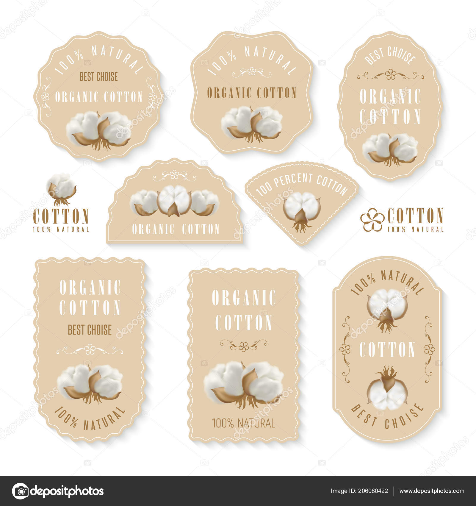 Set of tags and logo for cotton manufacture — Stock Vector © mirrima ...