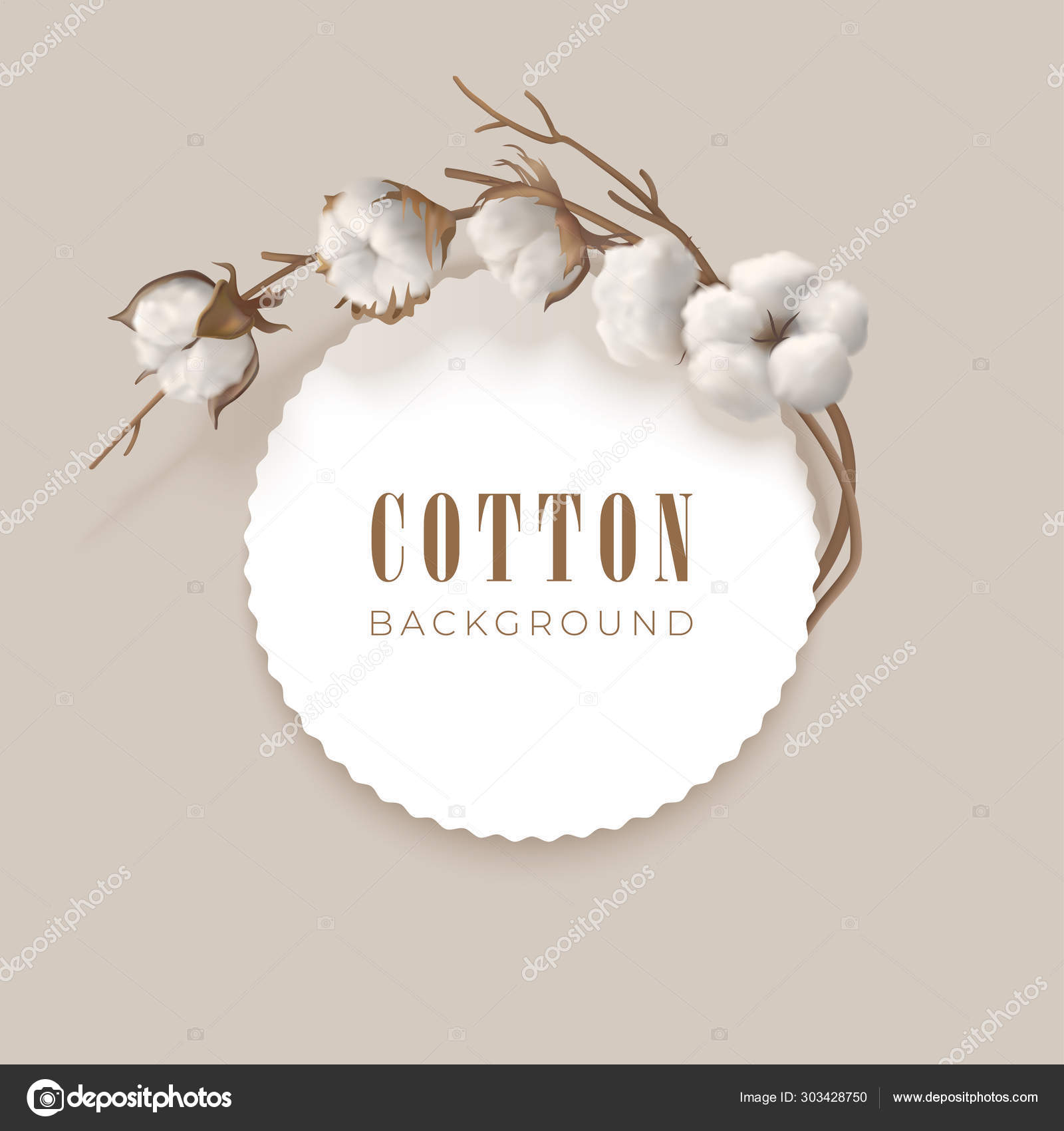 Frame Place Text Cotton Light Background White Cotton Buds Brown Stock ...
