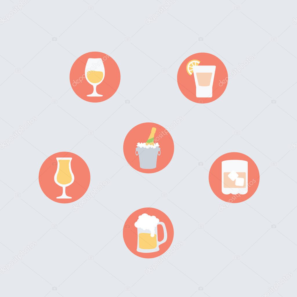 muchos simples diferentes botones de bebidas menú de iconos de alcohol ...