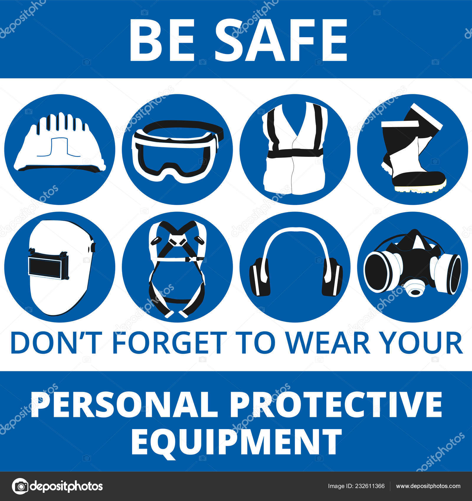 Personal Protective Equipment vector warn signs set Stock Vector Image ...