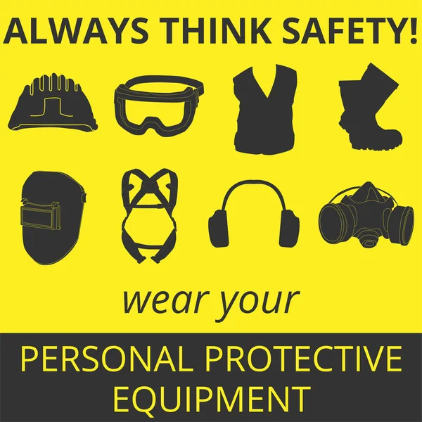 Personal Protective Equipment vector warn signs set Stock Vector Image ...