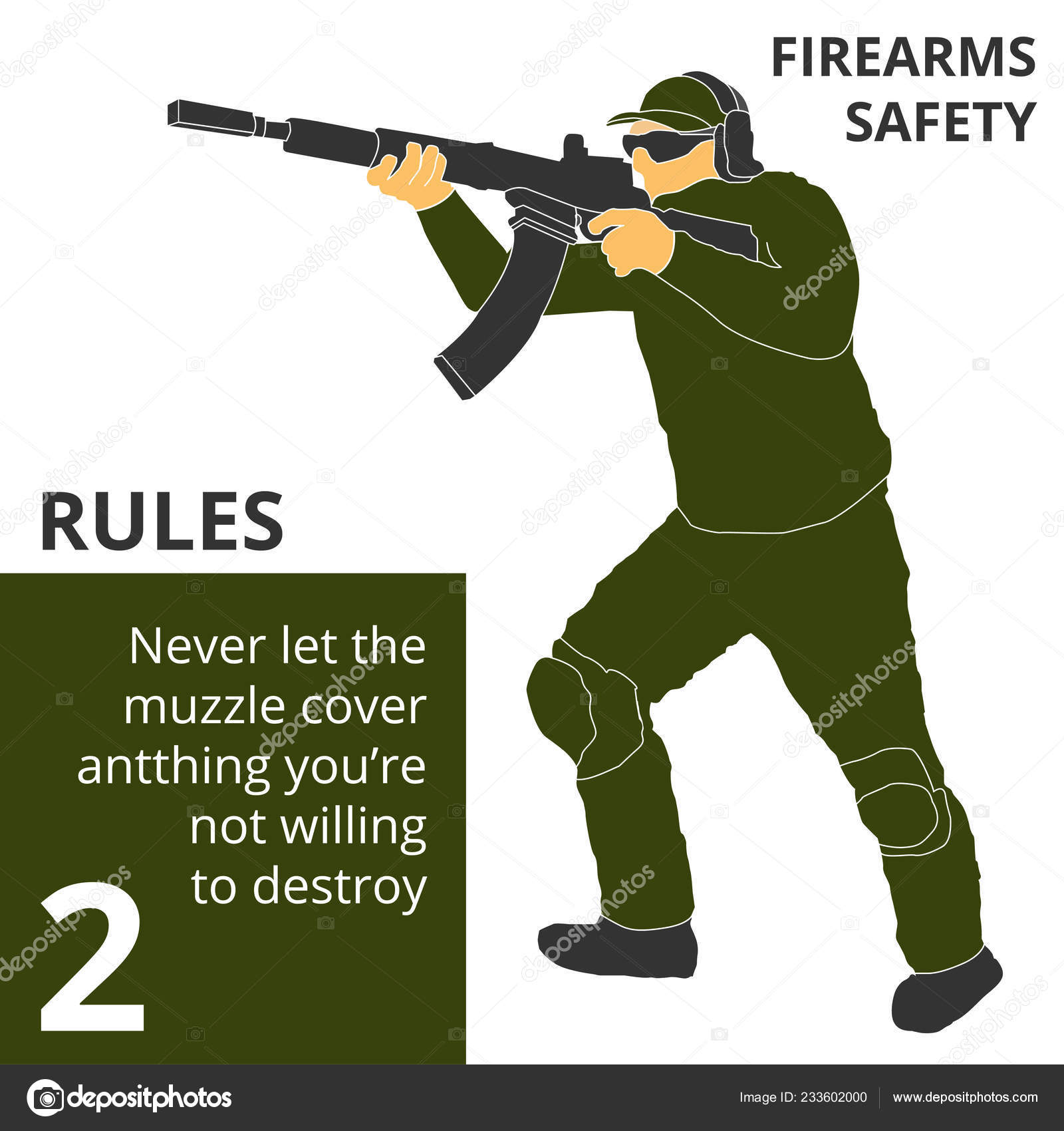 The firearm shooting safety rules and signs Stock Vector Image by ...