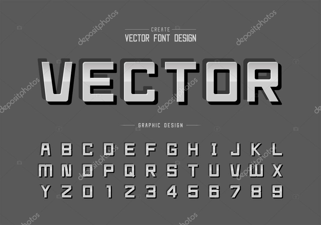 Fuente reflectante y vector de alfabeto, dise o de letra cuadrada de ...