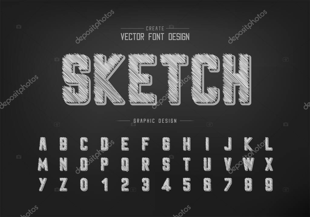 Fuente de lápiz y vector de alfabeto redondo, Dibujo tipográfico y ...