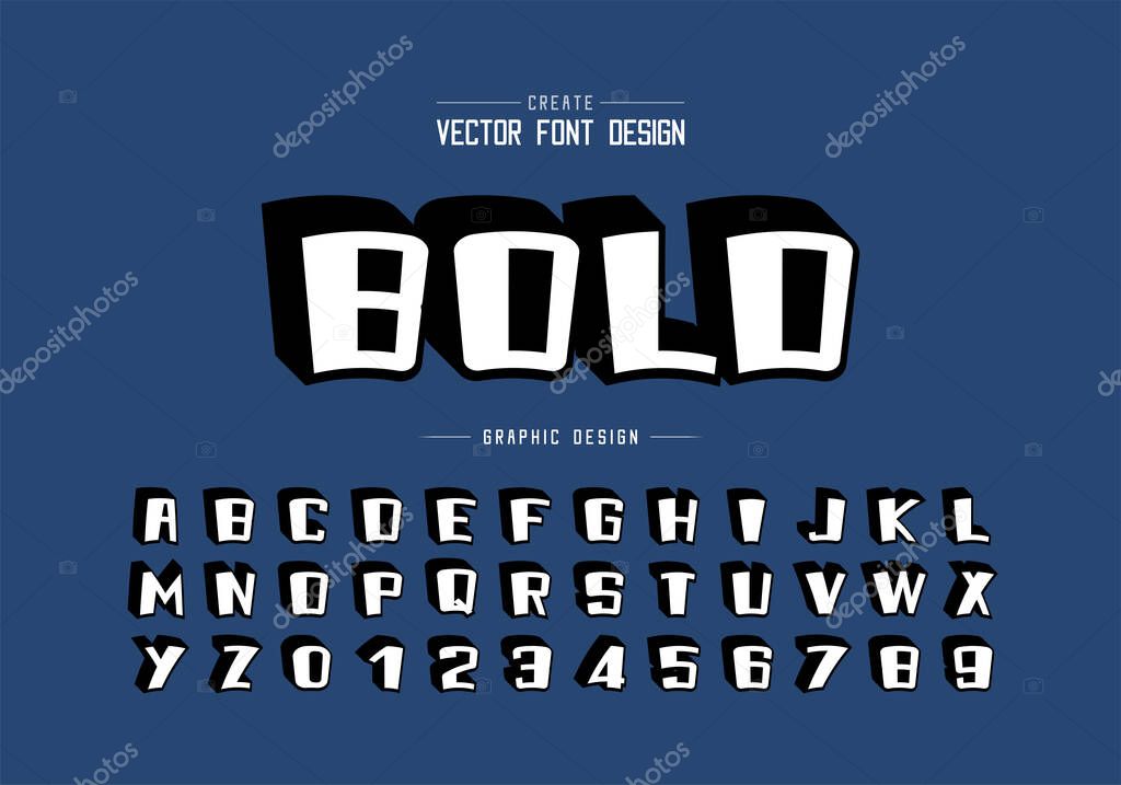 Shadow font and alphabet vector, Diseño de letras y números de dibujos ...