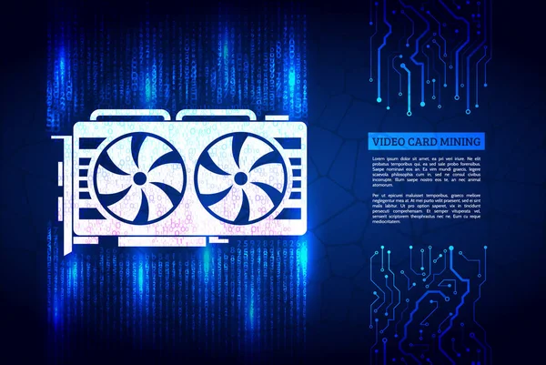 Cryptocurrency GPU mining. A stream of hexadecimal code on background ...