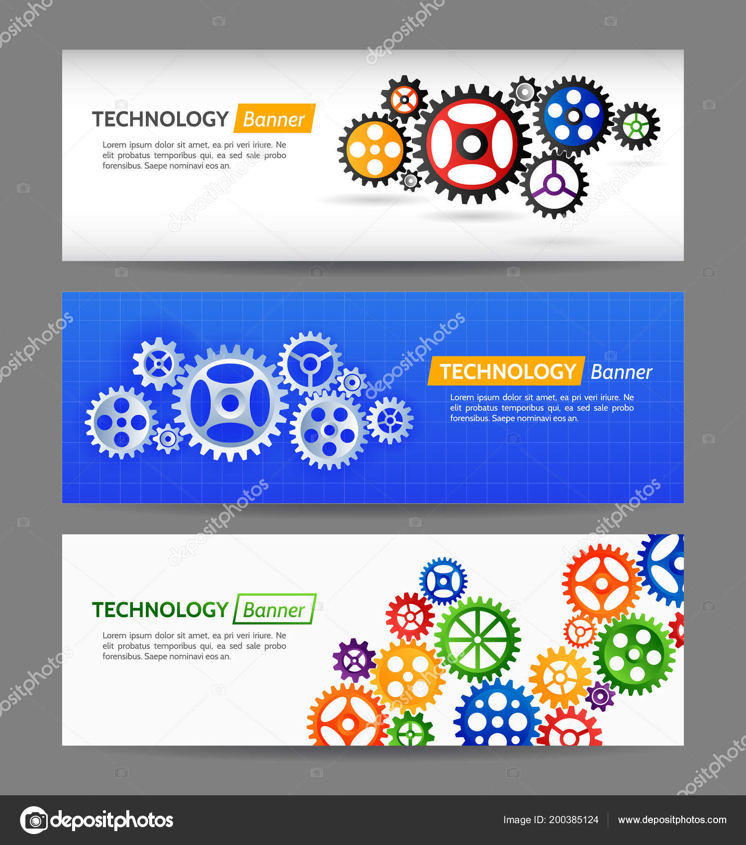 Abstract Gears Banner Templates Mechanism Integrated Gears Business ...