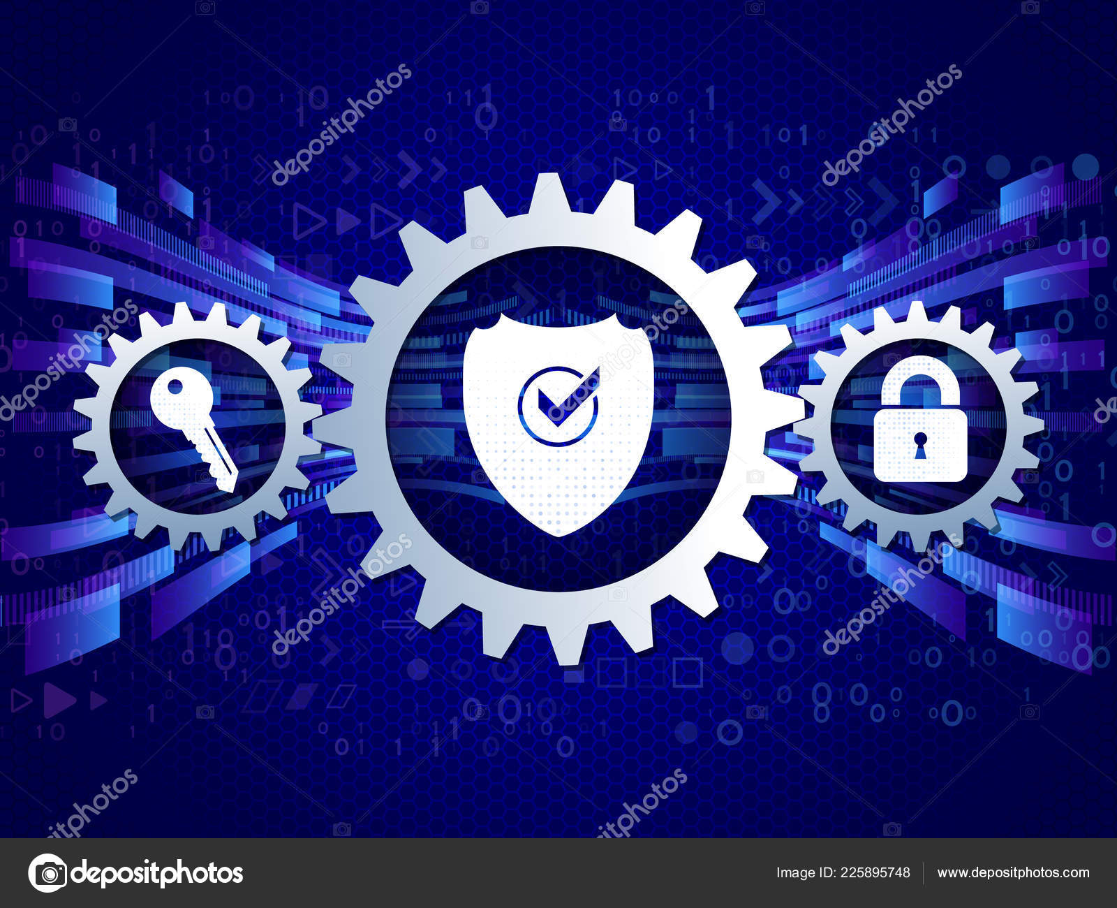 Cyber Mechanism Key Shield Padlock Internet Protection Computer Data ...