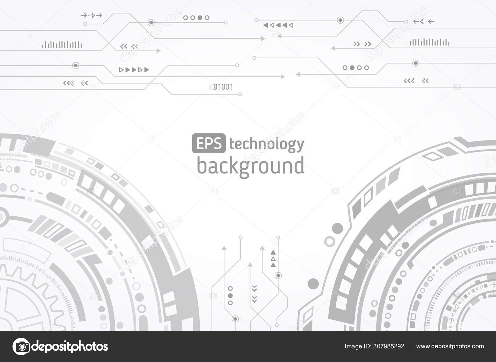 Grey background with various technological elements. Stock Vector Image ...