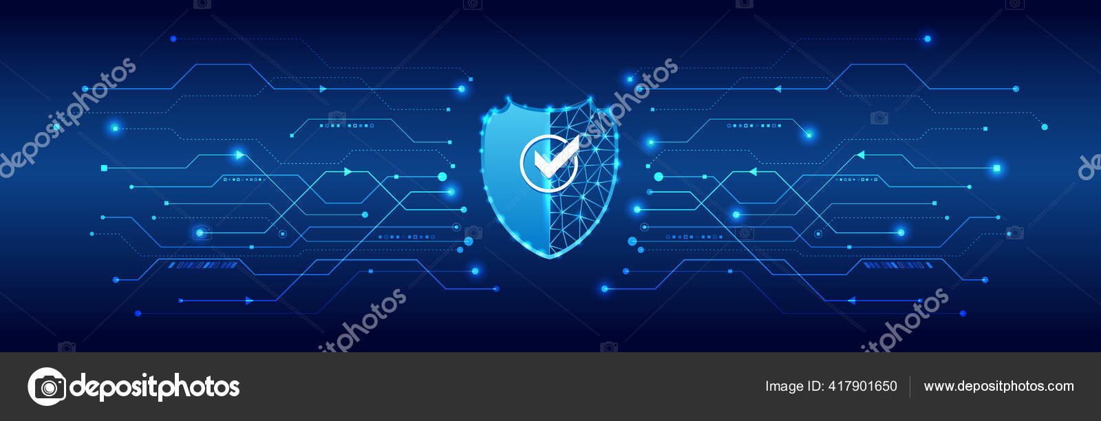 Cyber Security Network Protection Futuristic Shield Tech Background ...