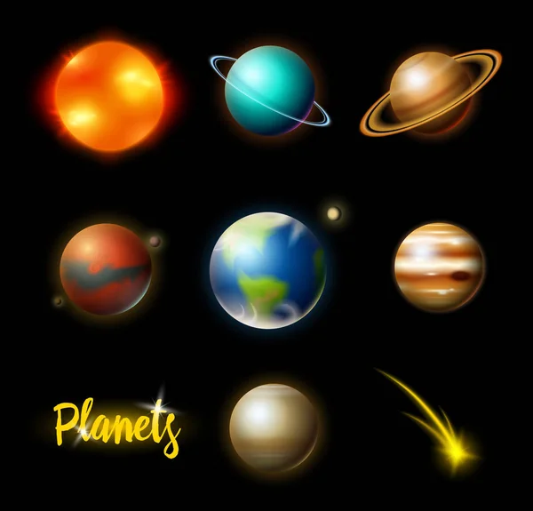 Solar system planets pictograms set — Stock Vector © macrovector #82164550