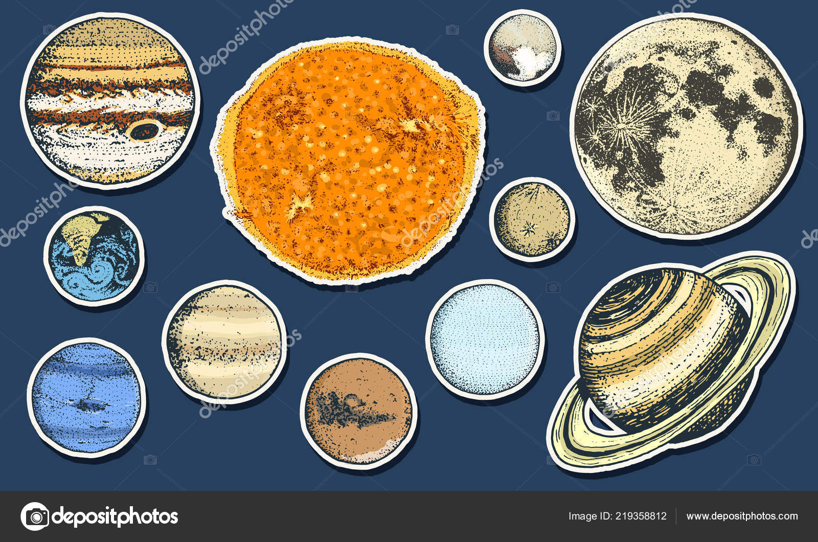 Draw Label A Solar System Planets In Solar System. Moon And The Sun,