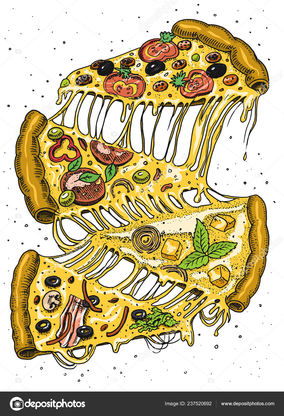 Cheesy Pizza Drawing